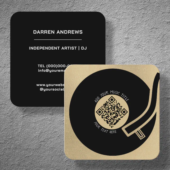 Gold Vinyl LP | Music QR Code Square Business Card | Zazzle