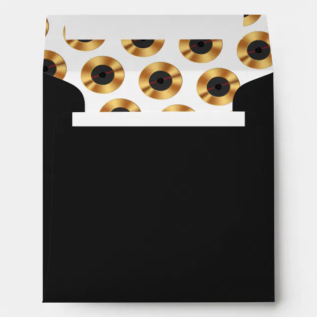 Gold Vinyl Record Black Envelope – Retro Music Par | Zazzle