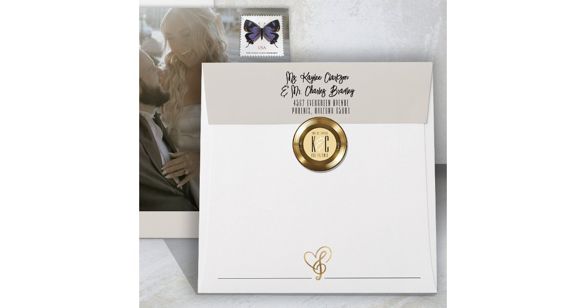 Gold Vinyl Record Unique Vintage Music Wedding Classic Round Sticker ...