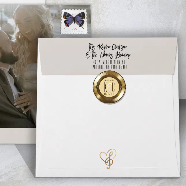 Gold Vinyl Record Unique Vintage Music Wedding Classic Round Sticker ...