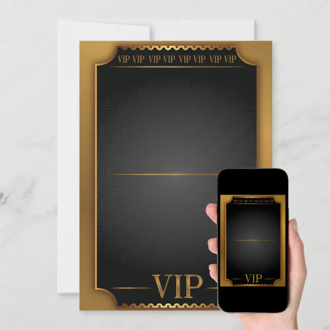 GOLD VIP TICKET PASS Blank Birthday Invitation | Zazzle