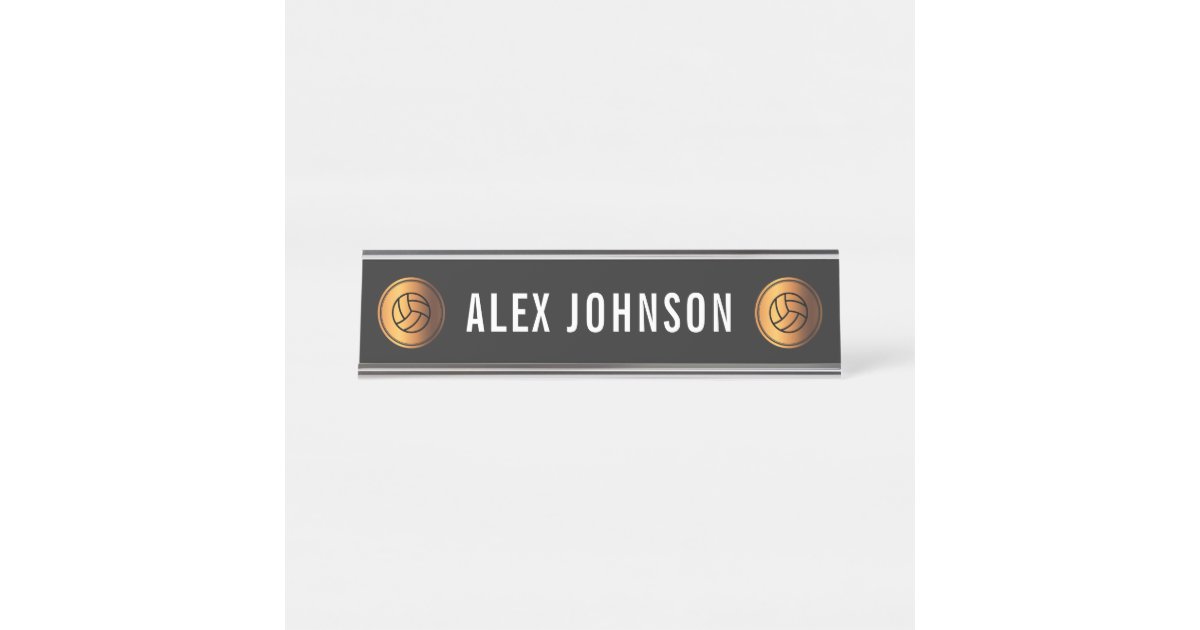 Gold Volleyball Ball Sport Theme Custom Player Desk Name Plate | Zazzle