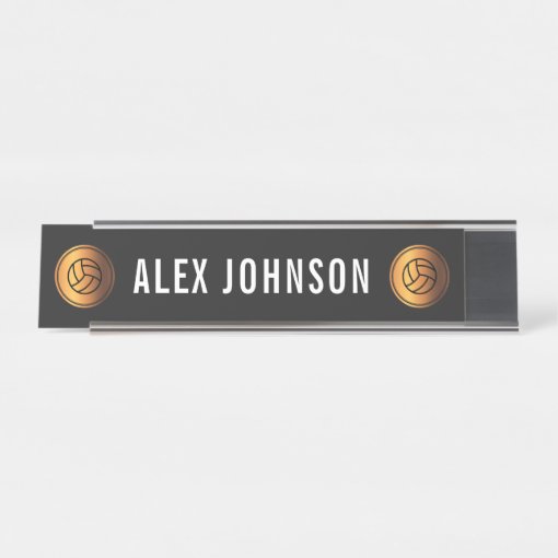 Gold Volleyball Ball Sport Theme Custom Player Desk Name Plate | Zazzle