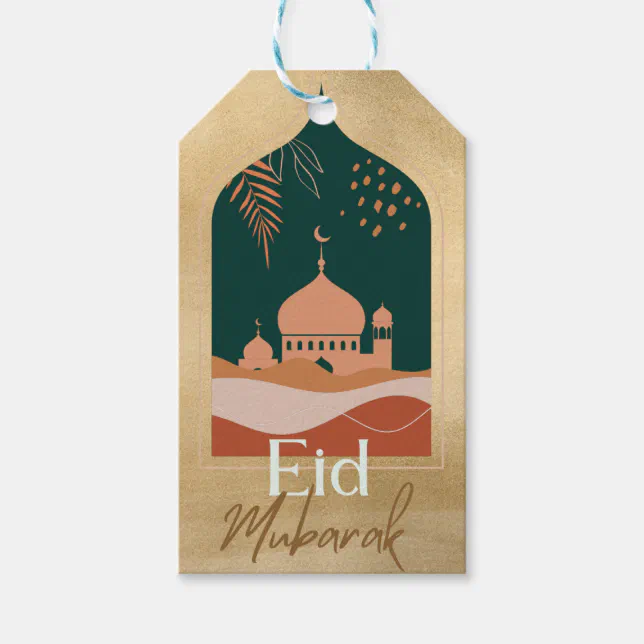 Gold Watercolor Eid Mubarak Eid Gift Tags | Zazzle