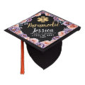 Gold Watercolor Floral Paramedic EMT Medical Graduation Cap Topper | Zazzle