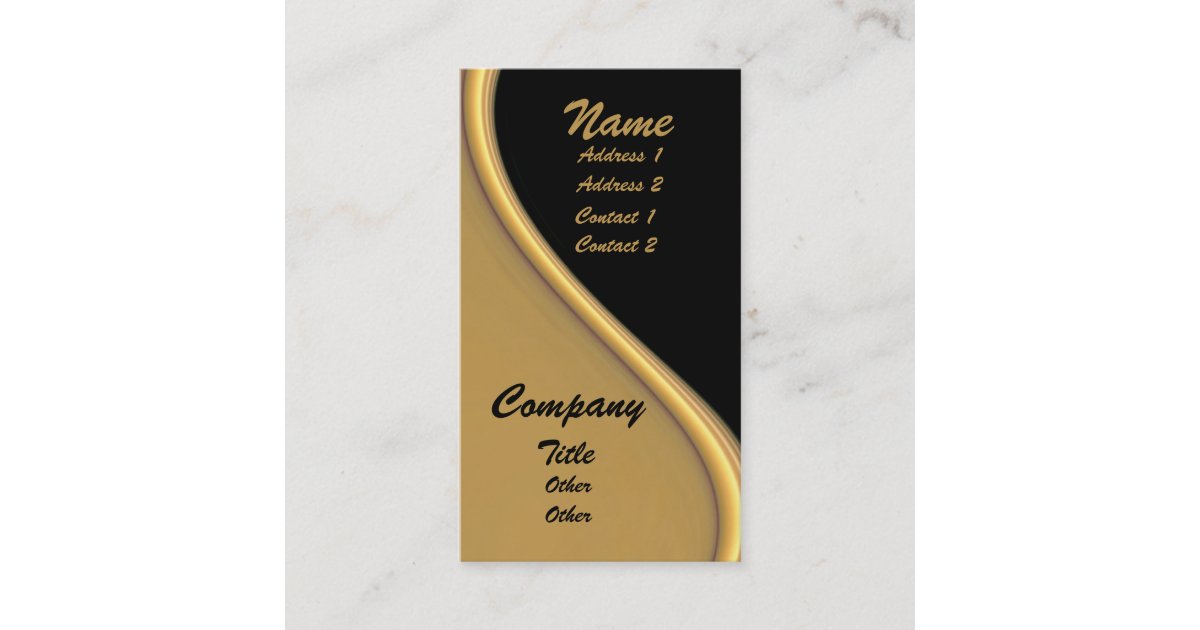 Gold Wave On Black Business Cards | Zazzle