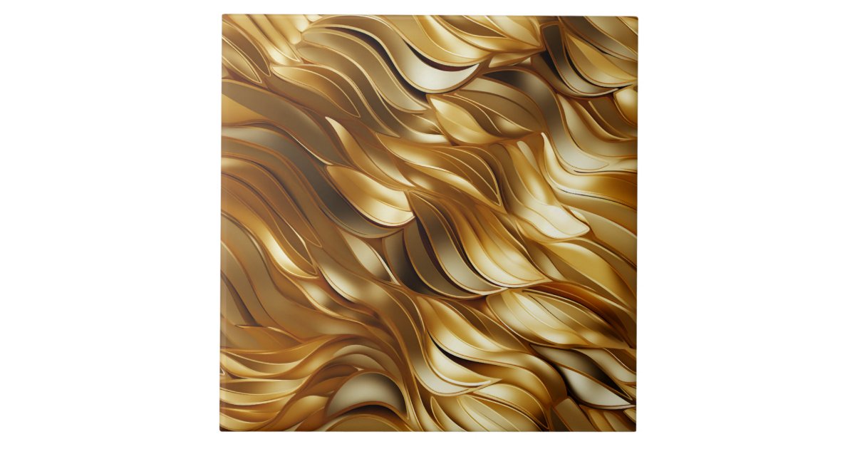 Gold Wave Pattern Ceramic Tile | Zazzle