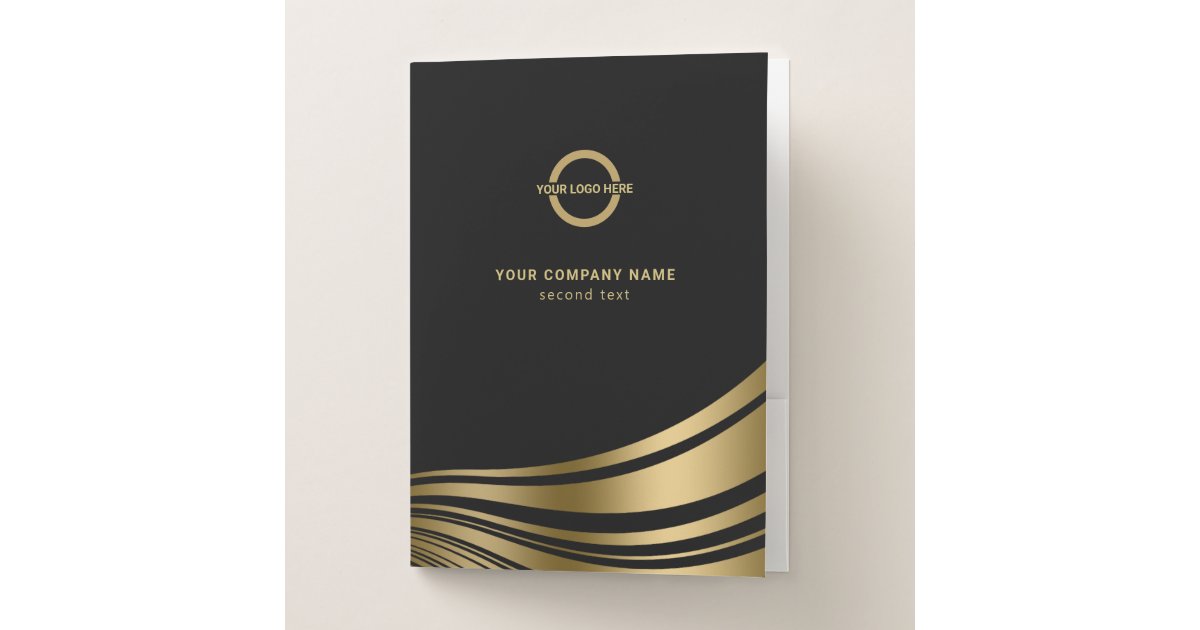 Gold Wavy Stripes Pocket Folder | Zazzle