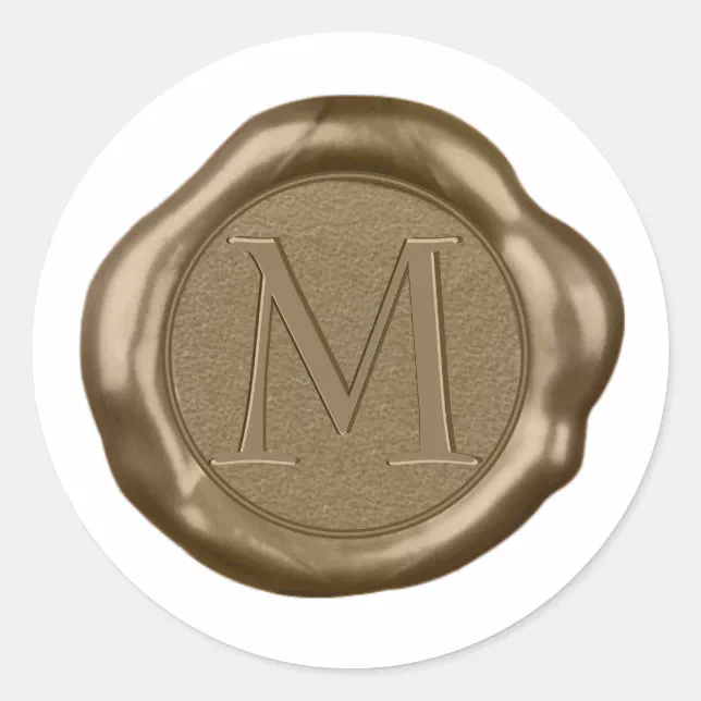 Gold Wax seal Sticker monogram, | Zazzle