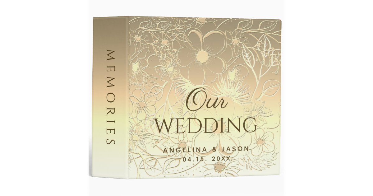 Gold Wedding Album 3 Ring Binder | Zazzle