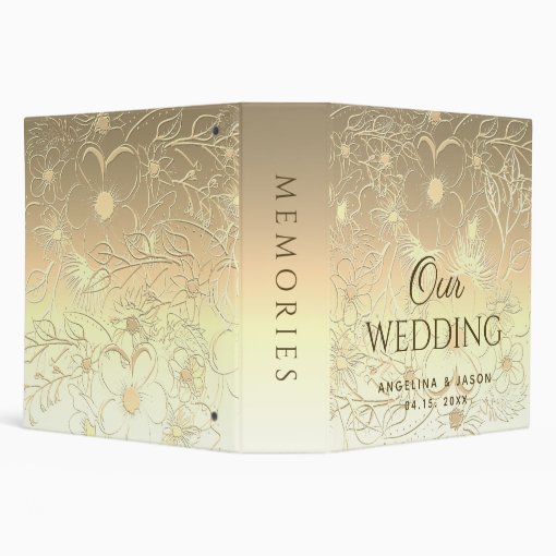 Gold Wedding Album 3 Ring Binder | Zazzle