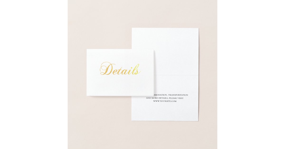 Gold wedding. Classic foil details card folded | Zazzle