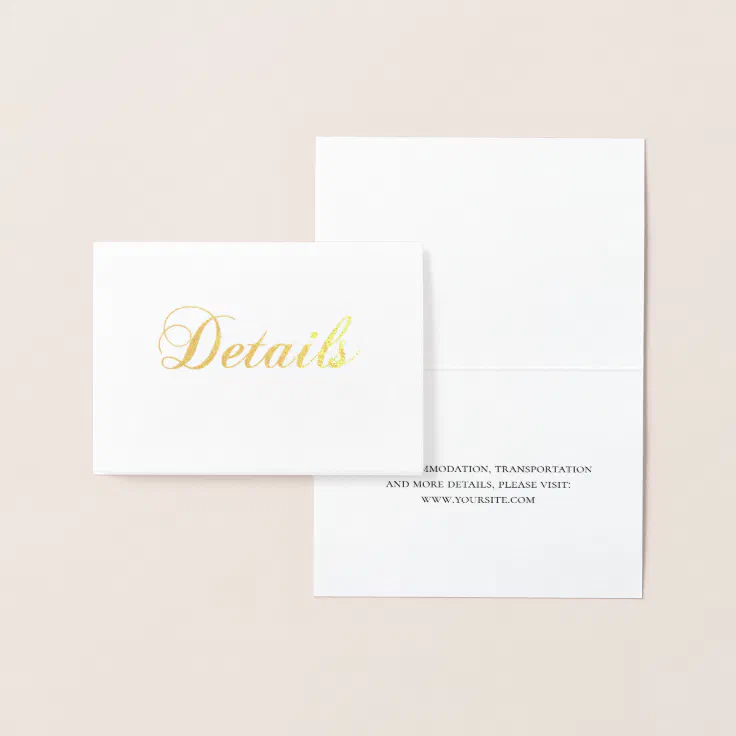 Gold wedding. Classic foil details card folded | Zazzle