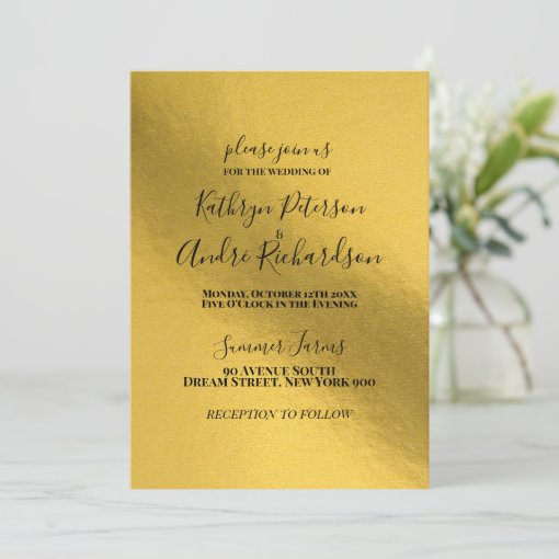 Gold Wedding Invitation | Zazzle