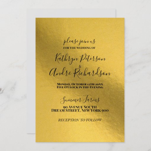 Gold Wedding Invitation | Zazzle
