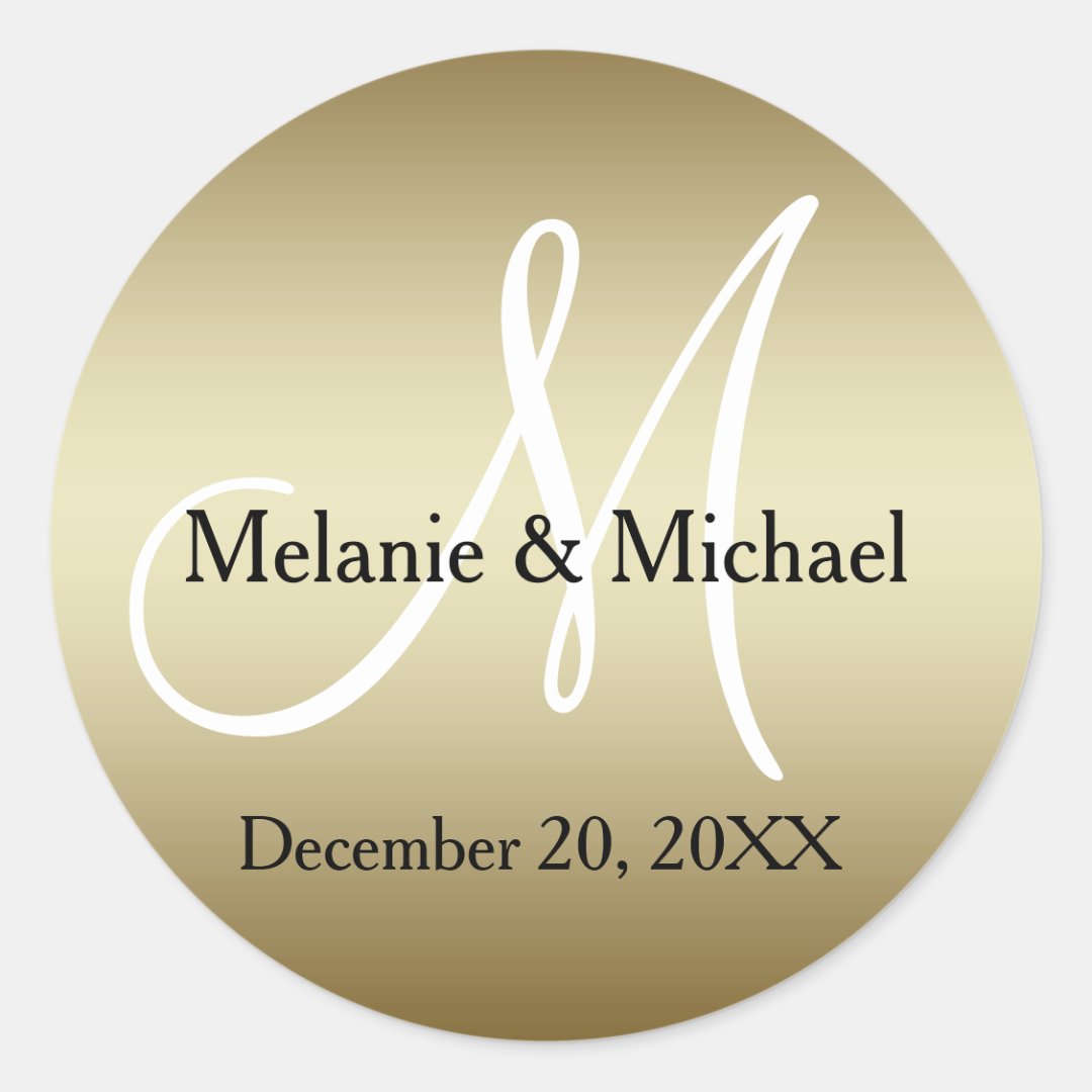 Gold Wedding Monogram Seals Stickers | Zazzle
