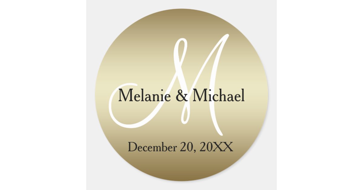 Gold Wedding Monogram Seals Stickers | Zazzle