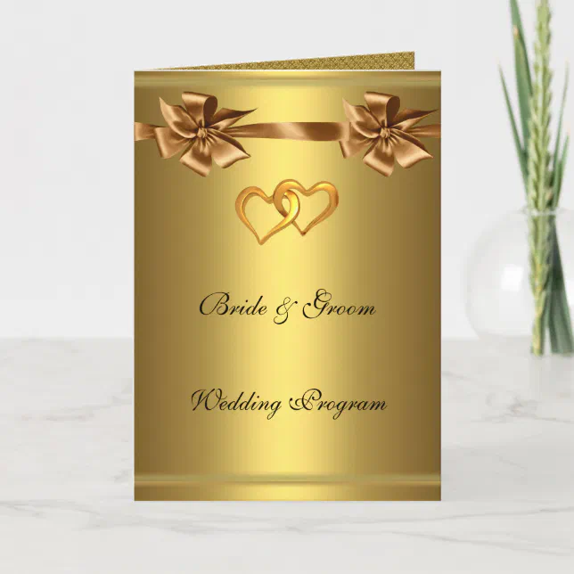 Gold Wedding Program | Zazzle