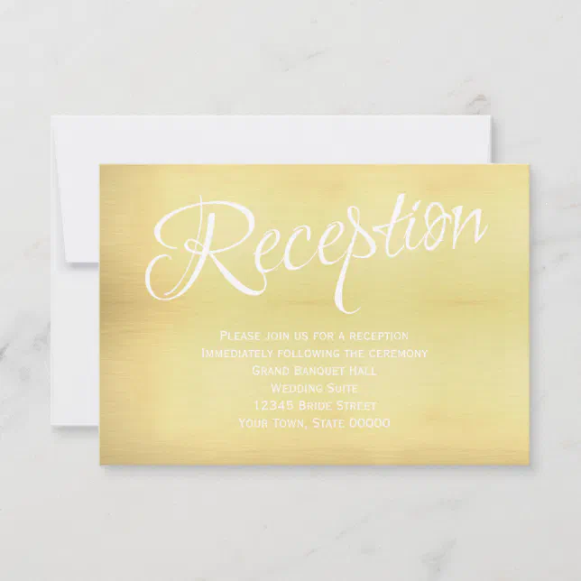 Gold Wedding Reception Info Card | Zazzle