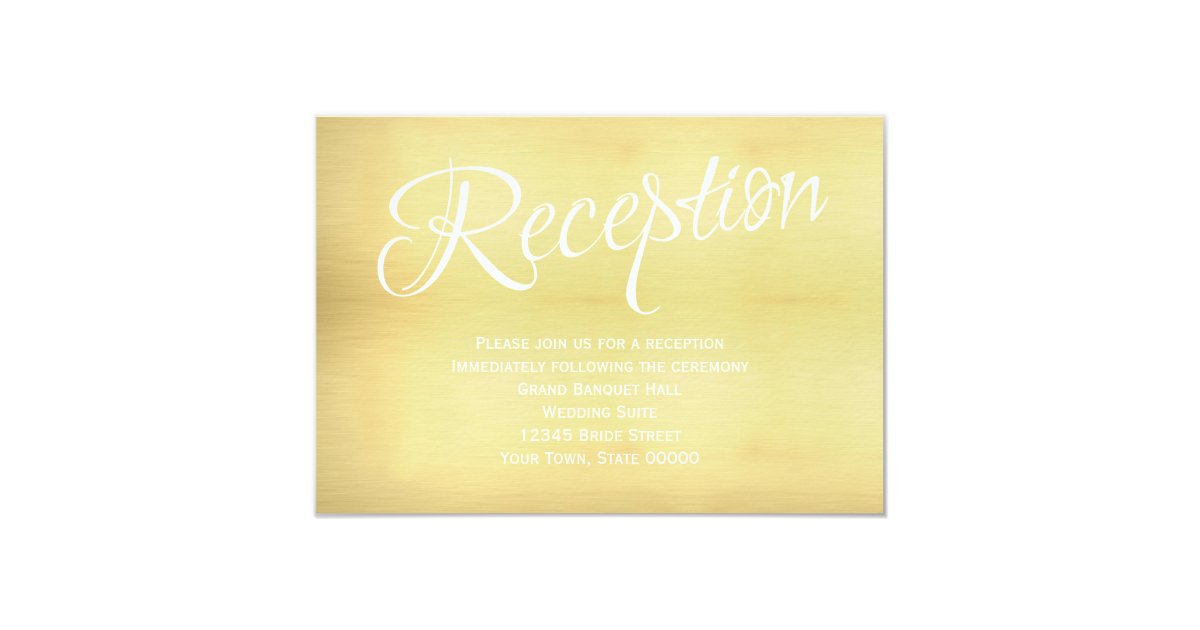 Gold Wedding Reception Info Card | Zazzle.com