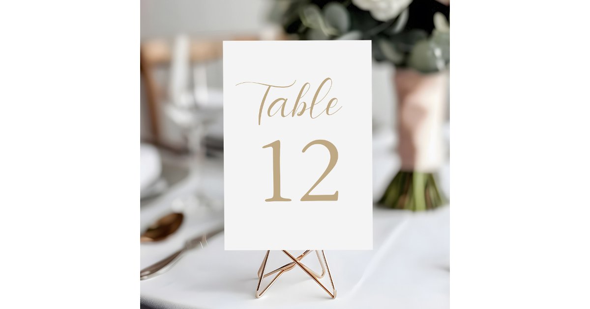Gold Wedding Reception Table Numbers | Zazzle