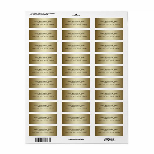 Gold Wedding Return Address Labels | Zazzle