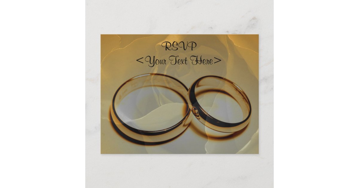 Gold Wedding Rings & Rose Postcard | Zazzle