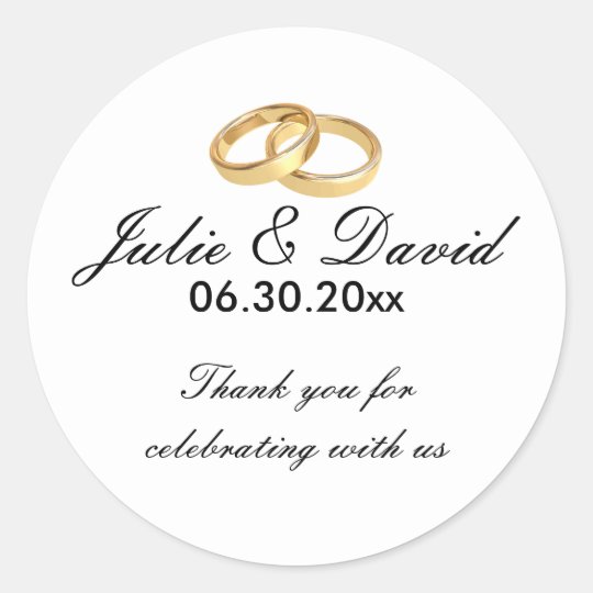 Gold Wedding Rings Thank You Sticker