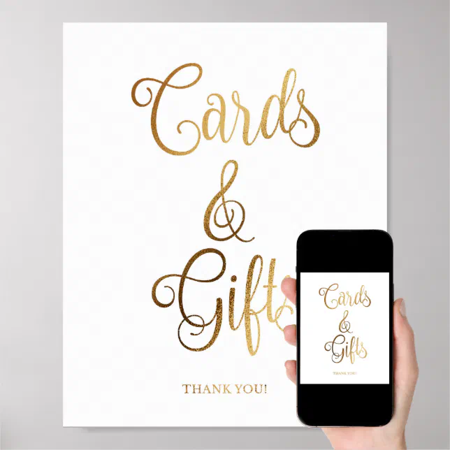Gold wedding sign for cards and gifts | Gold | Zazzle