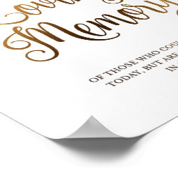 Gold wedding sign for in loving memory | Gold | Zazzle