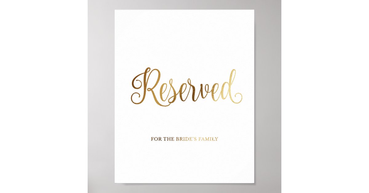 Gold wedding sign for reserved | Gold | Zazzle