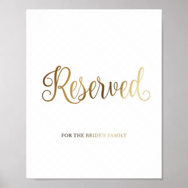 Gold wedding sign for reserved | Gold | Zazzle
