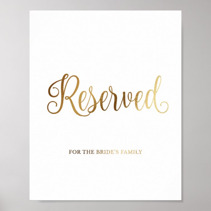 Gold wedding sign for reserved | Gold | Zazzle.com
