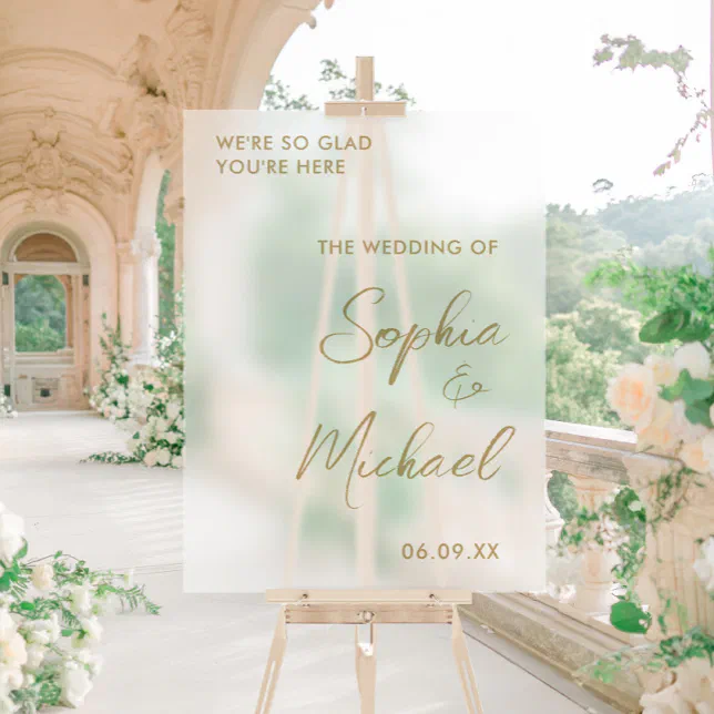 Gold Wedding Welcome Frosted Acrylic Sign | Zazzle