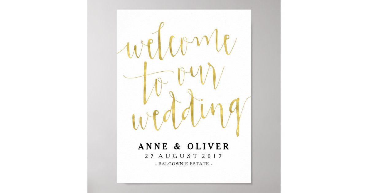 Gold Wedding Welcome Sign Rustic | Zazzle
