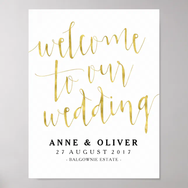 Gold Wedding Welcome Sign Rustic | Zazzle