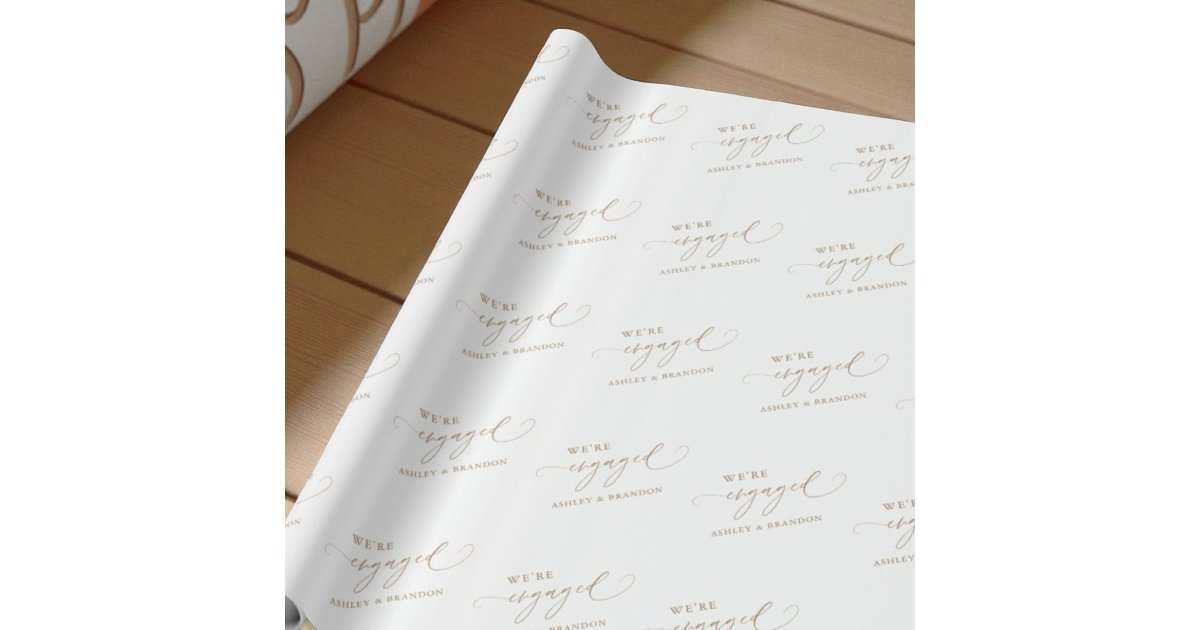 Gold We're Engaged Elegant Engagement Party Wrapping Paper | Zazzle