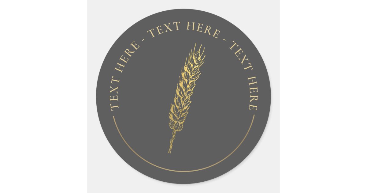 Gold Wheat Logo Round Sticker | Zazzle