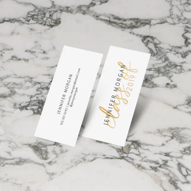 Gold Whimsical Script Graduation Name Card | Zazzle