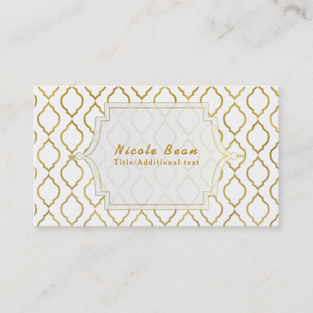 Gold & White Arabian Moroccan Modern Glam Business Card | Zazzle
