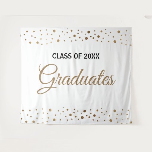 Gold White Class of Graduates backdrop | Zazzle