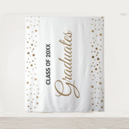 Gold White Class of Graduates backdrop | Zazzle
