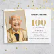 Gold White Classy Photo 100th Birthday Party Invitation | Zazzle