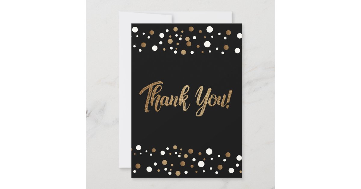 Gold White confetti 60th birthday celebration Thank You Card | Zazzle