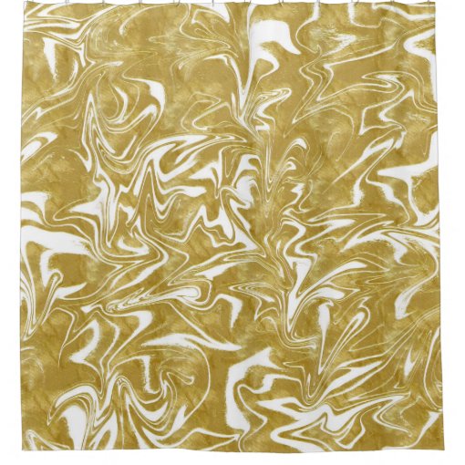 Gold & White Elegant Glam Marble Swirl Shower Curtain | Zazzle