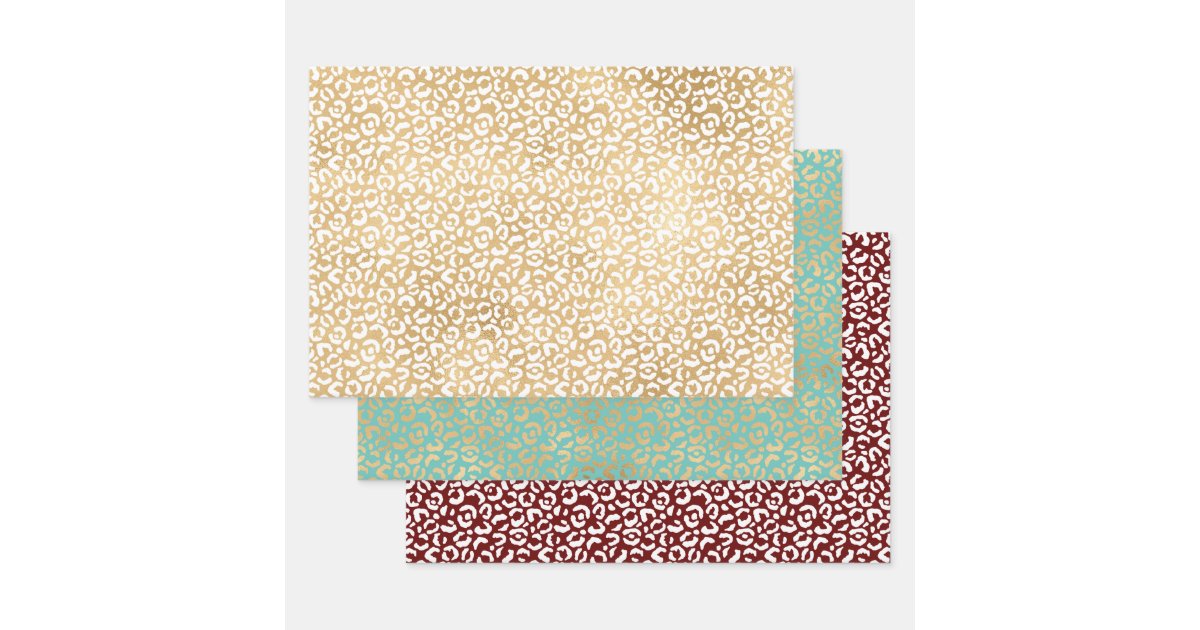 Gold White Glam Christmas Leopard Print Wrapping Paper Sheets | Zazzle