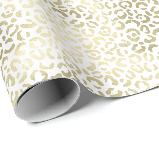 Gold White Glam Leopard Print Wrapping Paper | Zazzle