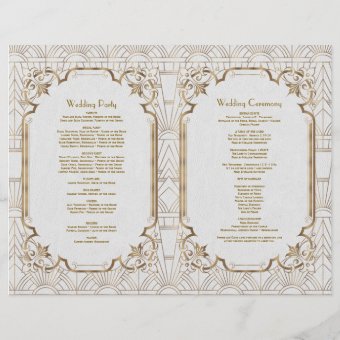 Gold White Great Gatsby Art Deco Wedding Program | Zazzle