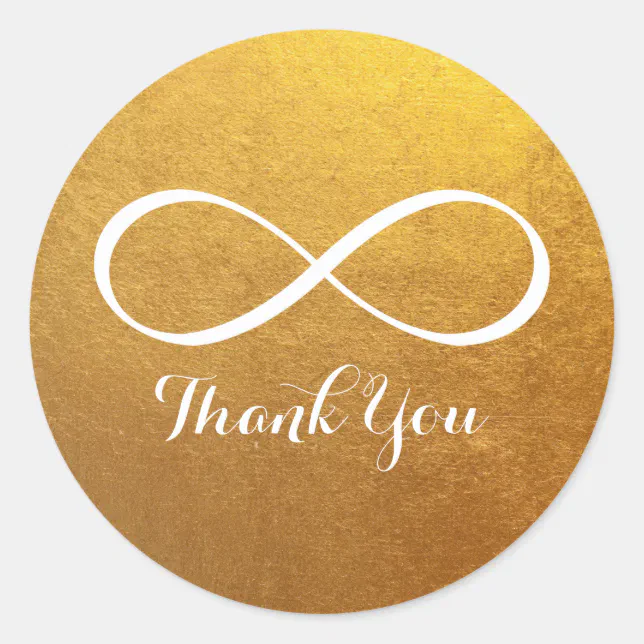 Gold White Infinity Symbol Thank You Classic Round Sticker | Zazzle