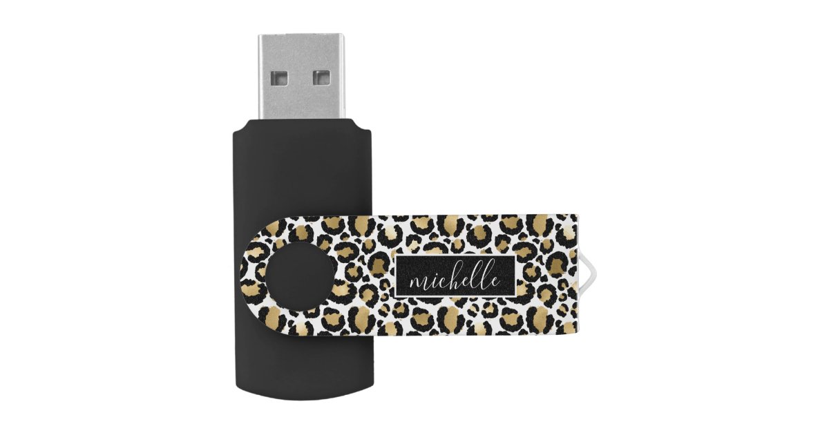 Gold & White Leopard USB Flash Drive | Zazzle